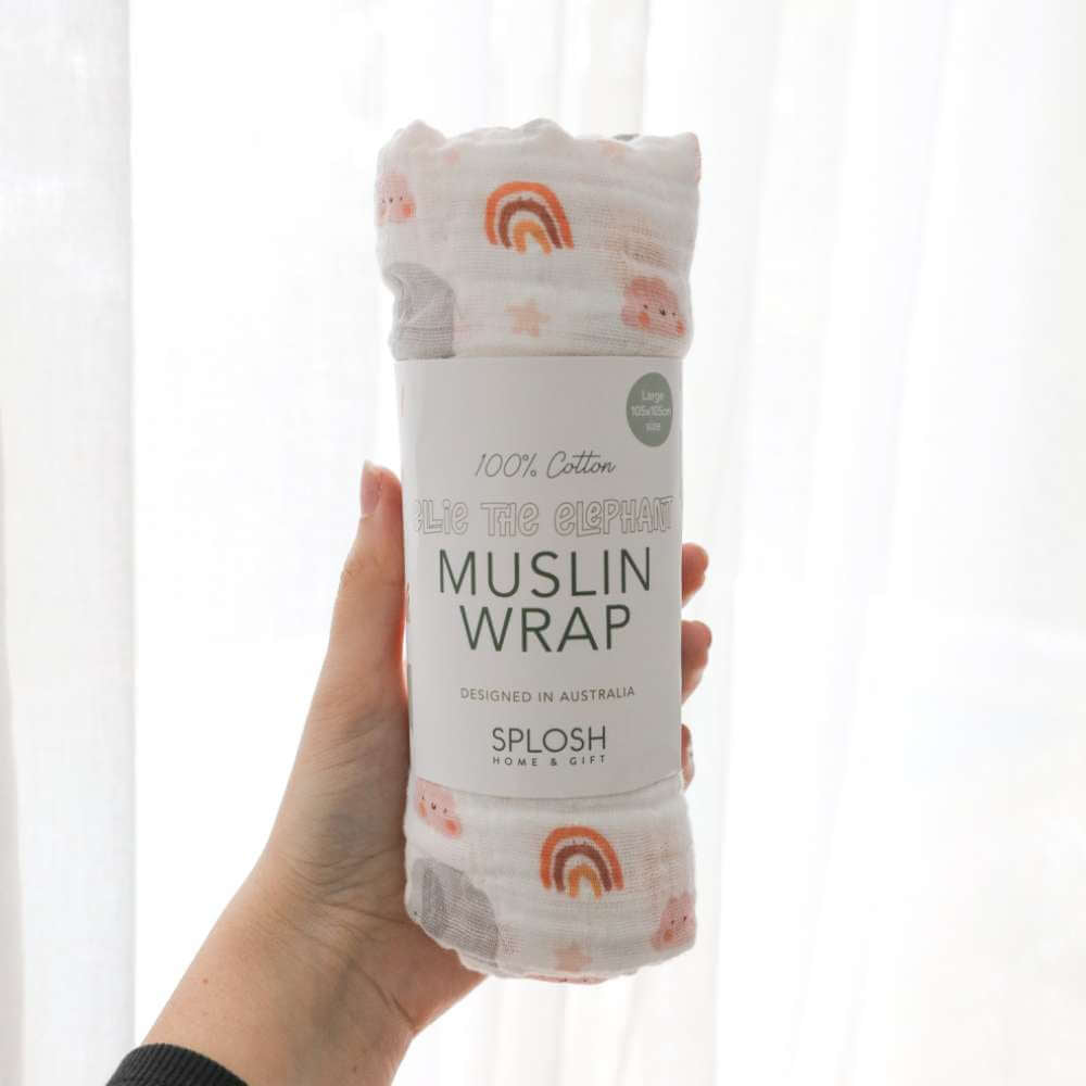 Splosh Baby Elephant Muslin Wrap – Funky Gifts NZ