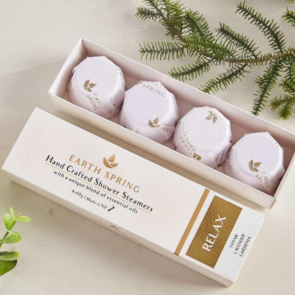 Earth Spring Shower Steamer - Relax (Box of 4) – Funky Gifts NZ