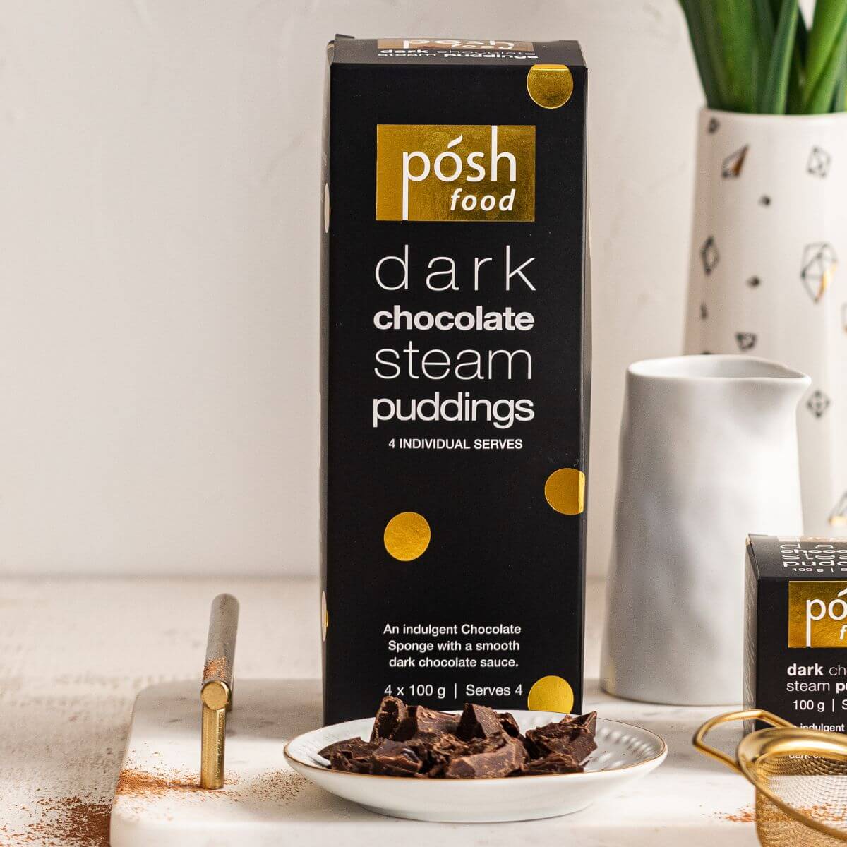 Posh Food Dark Chocolate Steam Pudding (4 pack) – Funky Gifts NZ